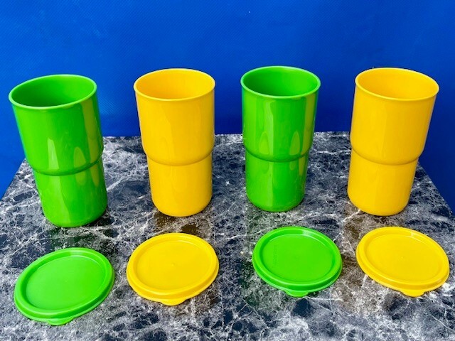 Tupperware TableTop Stacking Tumblers 12 ounce Set of 4 Different Color ...
