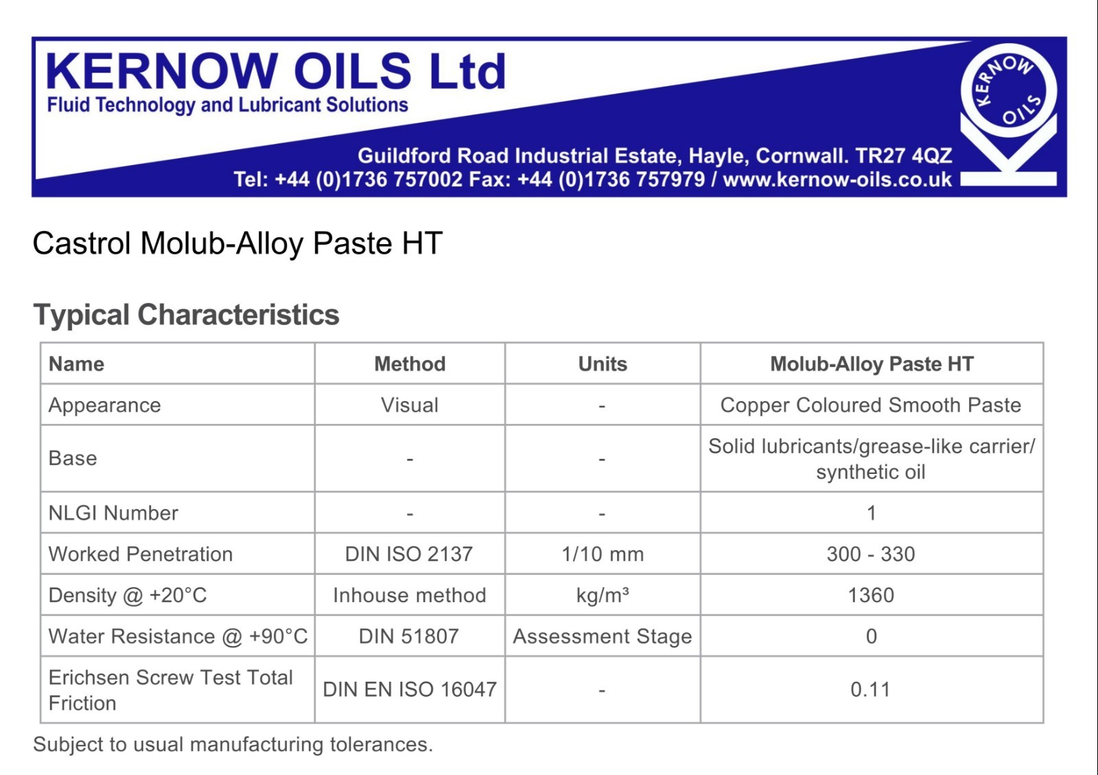 Castrol Molub-Alloy Paste HT, Optimol Paste HT. High Temperature ...