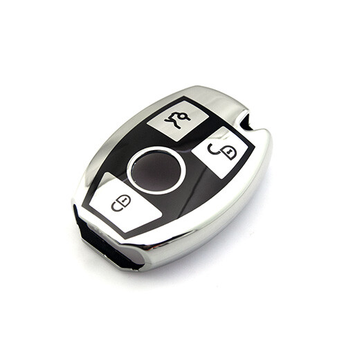 2X Red+Silver TPU Full Covered Smart Key Shell Case For Mercedes Benz A ...