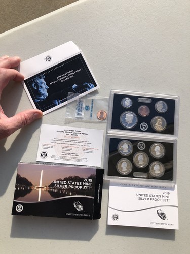 2019-S U.S. Mint Silver Proof 10 Coin Annual Set + 2019 W Reverse Proof ...