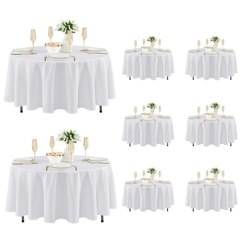 8 Pack Round Tablecloths: Stain Resistant Wrinkle Free Circle Table ...