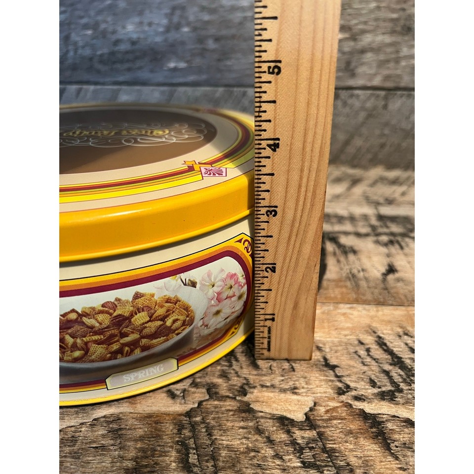 Chex Party Mix Tin General Mills Yellow Lid Round Vintage Snack ...