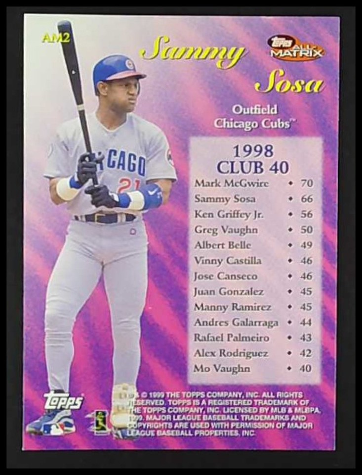 1999 Topps Club 40 Insert #AM2 Sammy Sosa Chicago Cubs | eBay