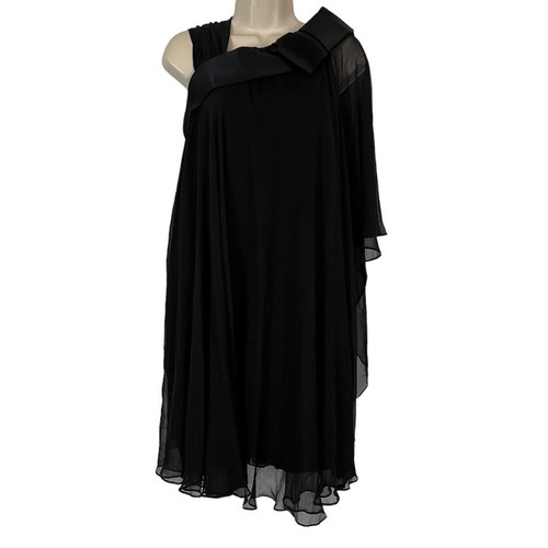 Marchesa Notte Black Silk Lined Formal Dress Whimsigoth Sheer Cape ...