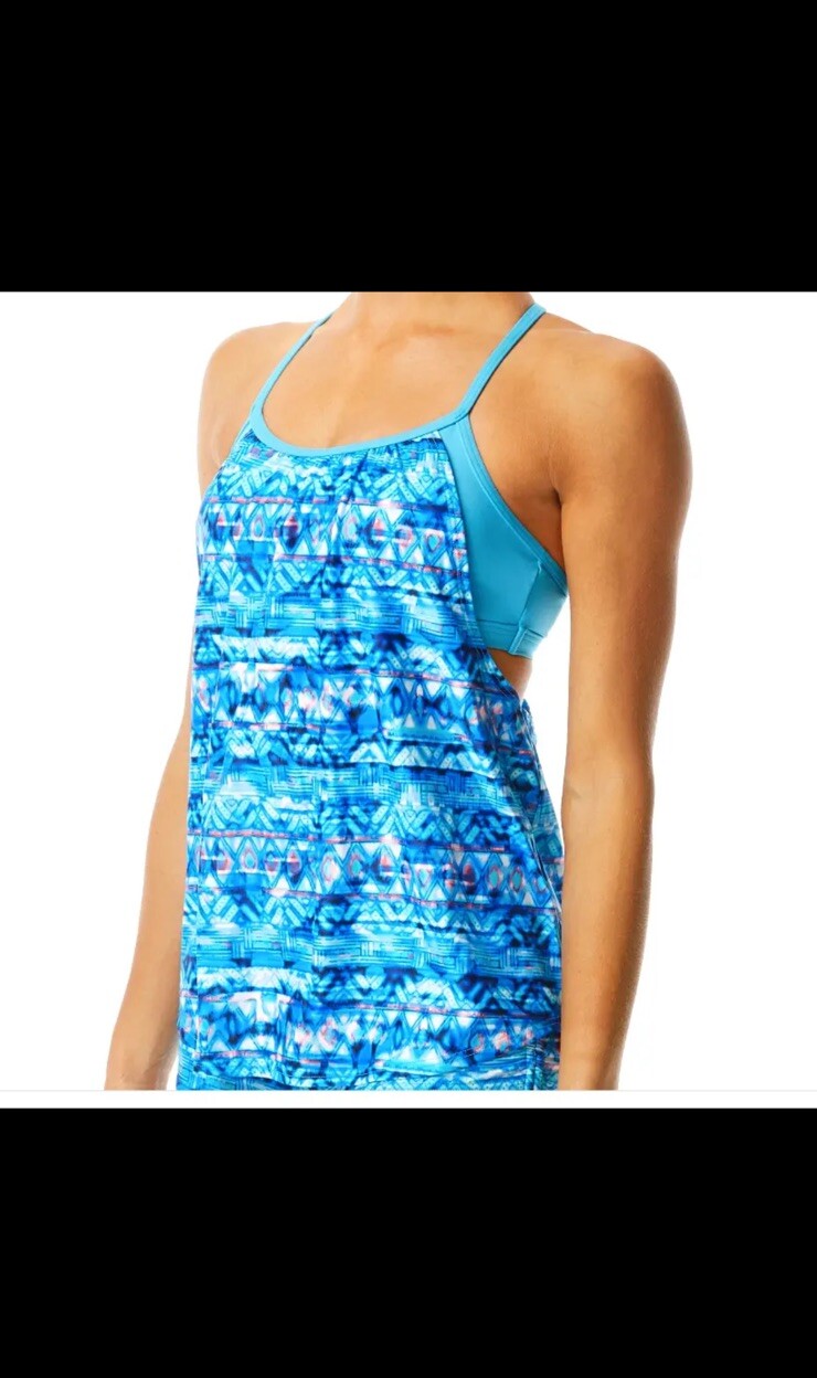 TYR Light Support SUNDRATA SHEA 2n1 Tankini Swim Top Turquoise Small 4/ ...