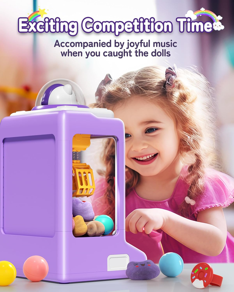 Claw Machine for Kids, Mini Vending Machine with Game Coins & Music ...