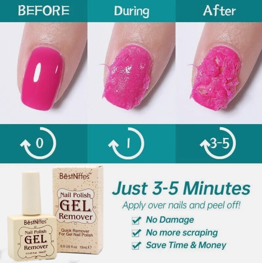 BestNiffes NAIL POLISH REMOVER GEL Soak-Off Quick Bust Nail Gel Vanish ...