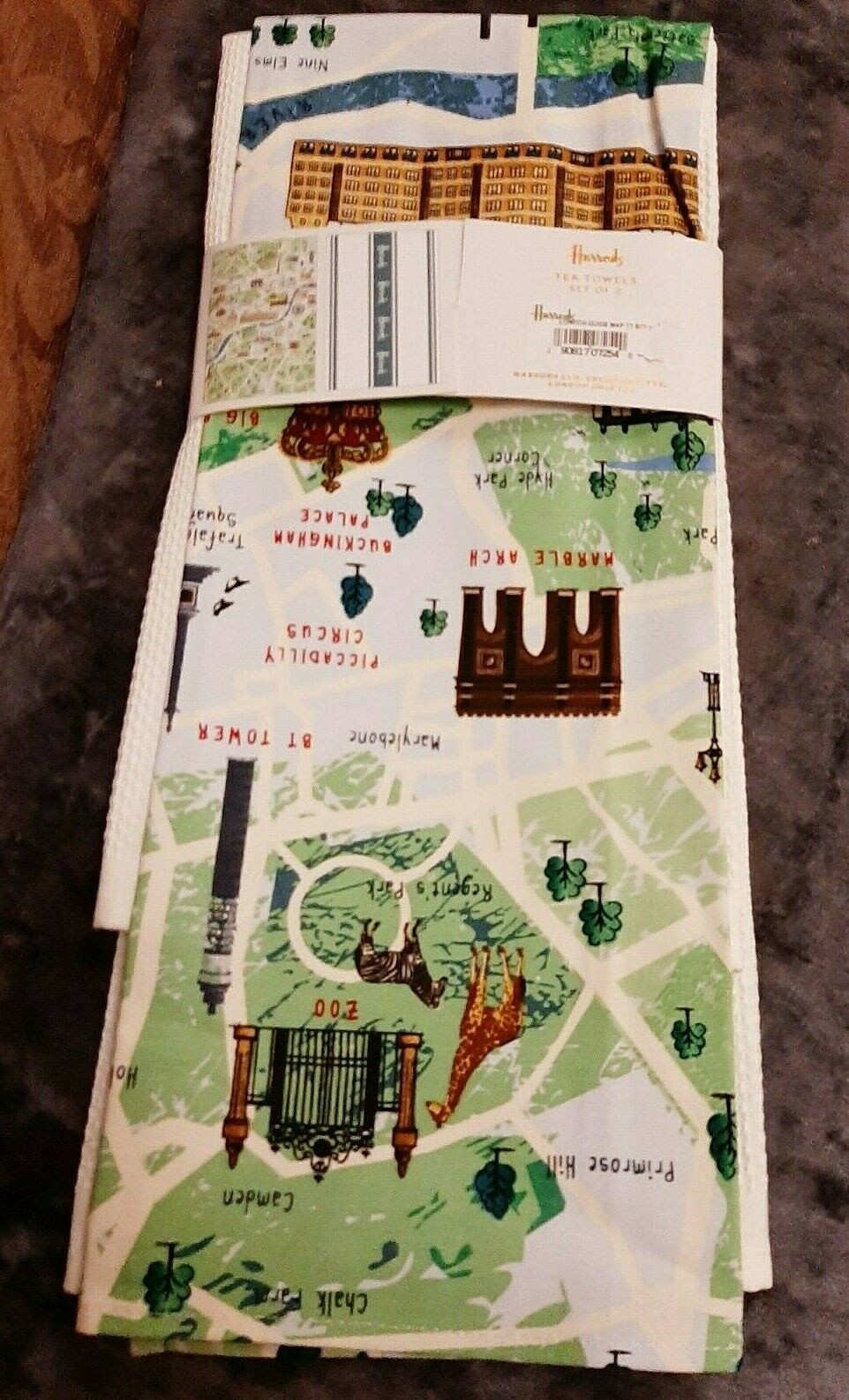 100% Genuine HARRODS London Guide Map Tea Towels Set of 2 | eBay