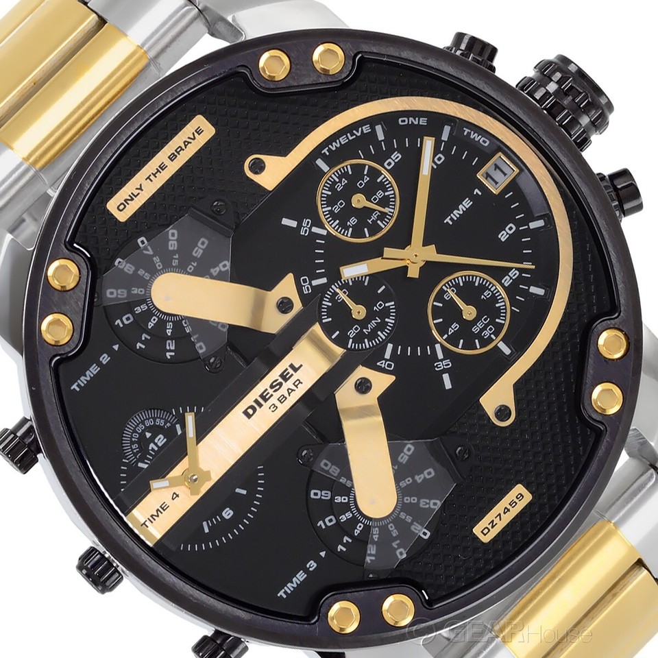 DIESEL Mens MR Daddy 2.0 Large Chronograph Watch Black Dial Two Tone ...