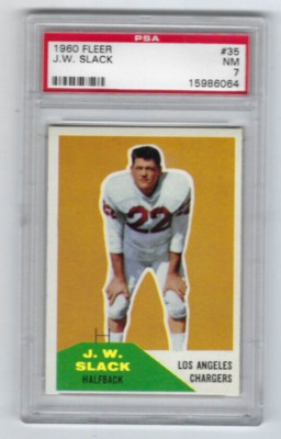 1960 Fleer football card #35 J.W. Slack Los Angeles Chargers graded PSA ...