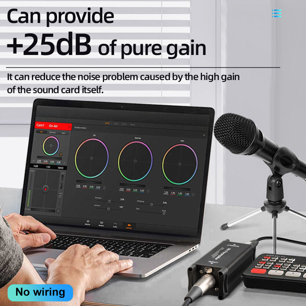 Mic Booster Preamplifier Portable Mic Preamplifier for Studio (Without ...