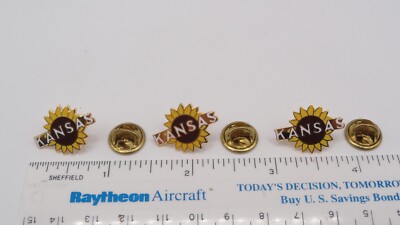 Lot Of 3 Kansas KS Sunflower State Flower Travel Souvenir Metal Hat ...