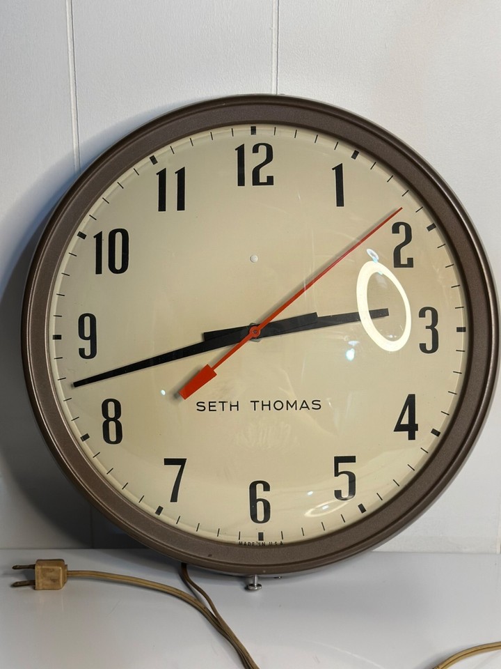 VTG Seth-Thomas Electric Wall Clock PR SS1E Manager Industrial | eBay