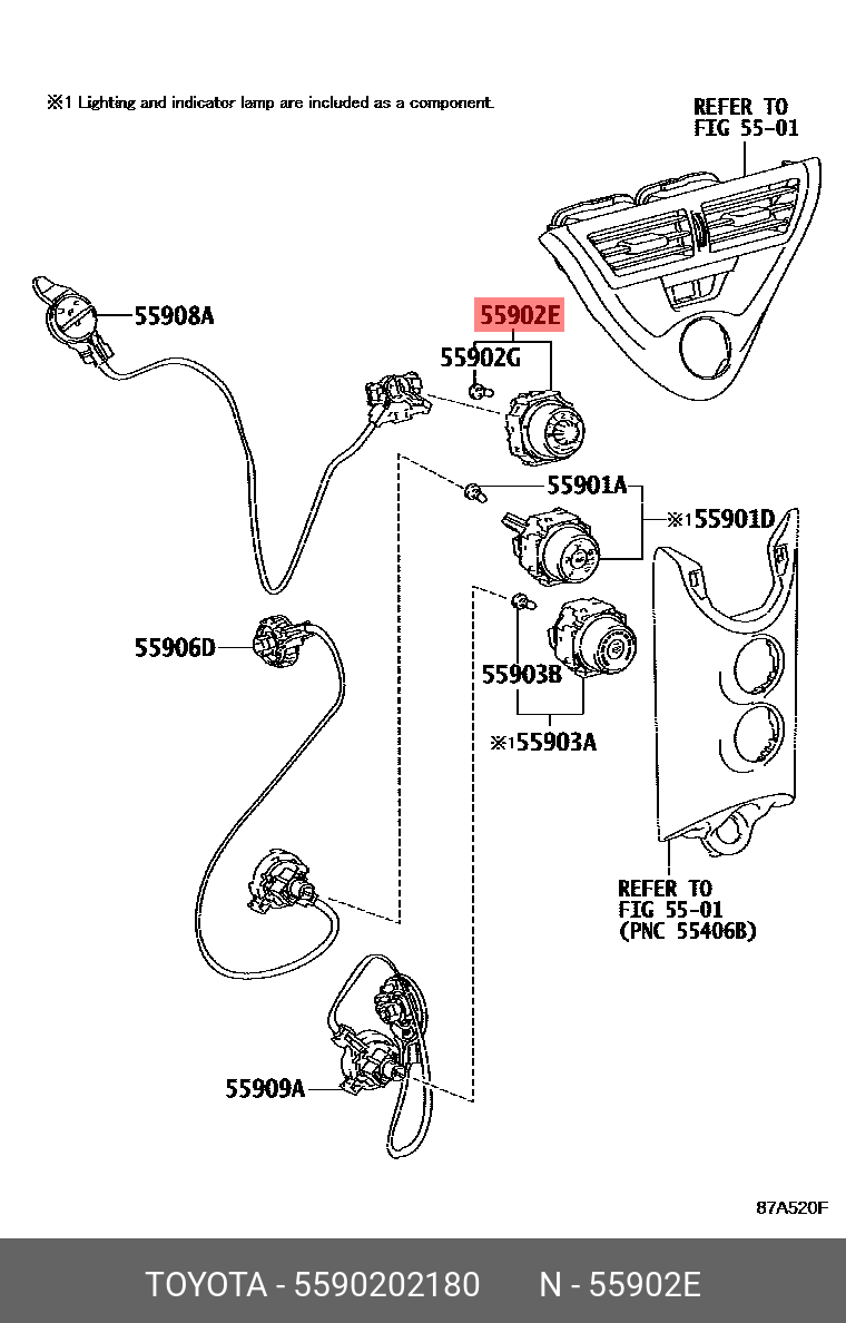 Genuine OE control sub-assy, heater, no.2, 5590202180 for TOYOTA 55902 ...
