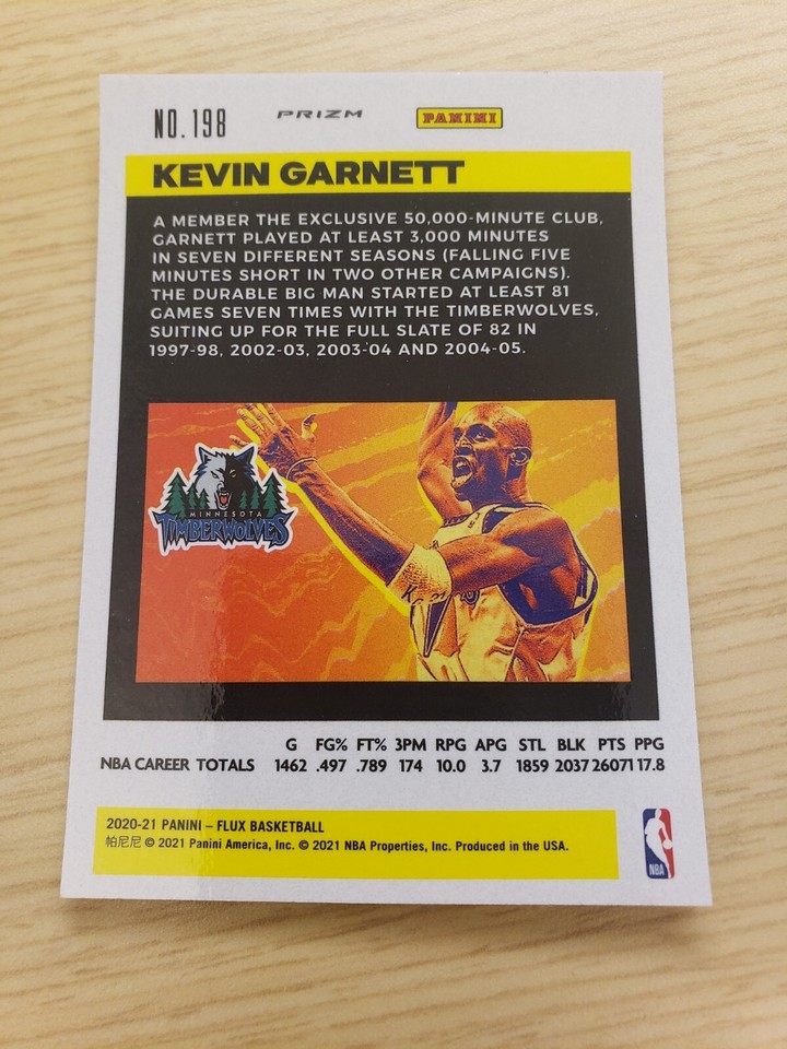 2020-21 Panini Flux Kevin Garnett Silver Pulsar Prizm Card #198 SP ...