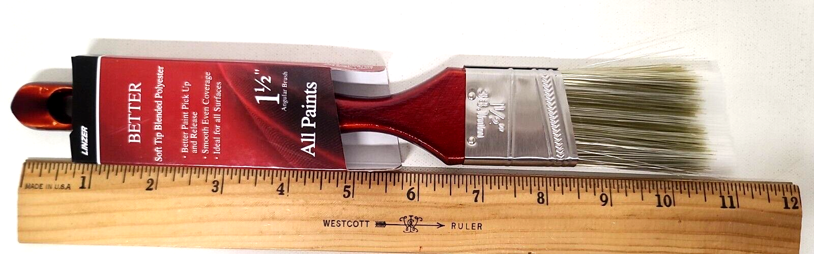 Linzer Angular Paint Brush 1-1/2" Soft Tip Smooth Even Coverage Any All ...