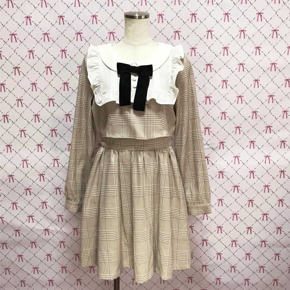 Ank Rouge Long Sleeve Dress Beige M Jirai kei Japanese Fashion ...