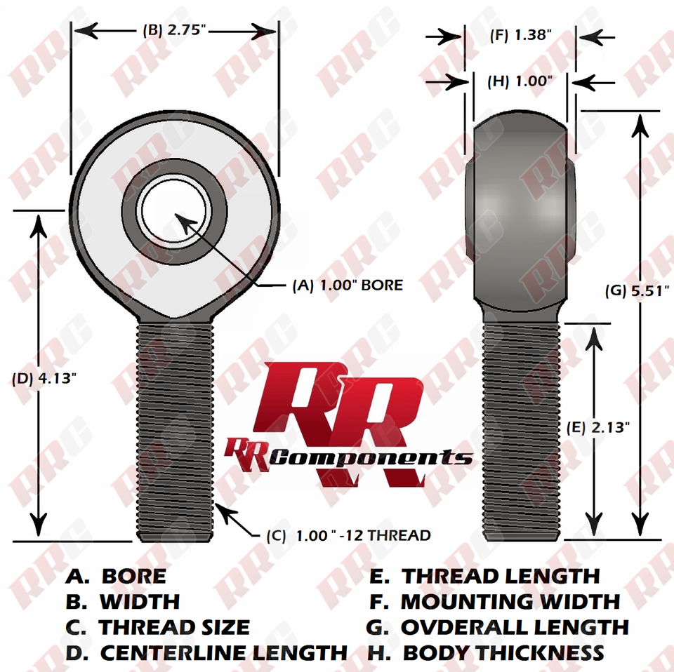 ( 2RH ) 1 x 1-12 CHROMOLY PANHARD ROD END Kit with Jams,Cones HEIMS ...