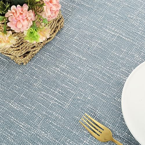 Linen Textured Round Tablecloth Solid Color Cotton Linen Heavy Duty ...