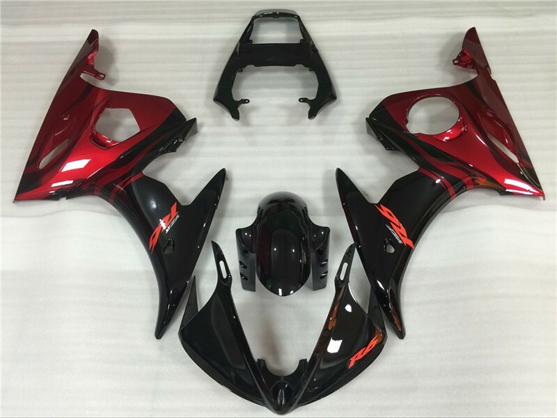 Black Red Flame ABS Injection Fairing Fit for 03-05 YZF R6 YAMAHA 06-09 ...