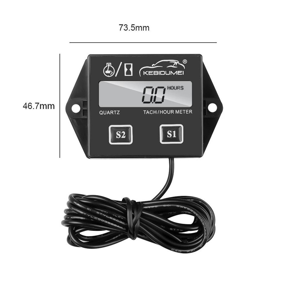 Waterproof Engine Tach Hour Meter Engine RPM Meter Digital Tachometer ...