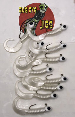 10 Pack 1/32 Oz Custom Made Crappie Jigs Curly Tail Jigs; Crappie ...