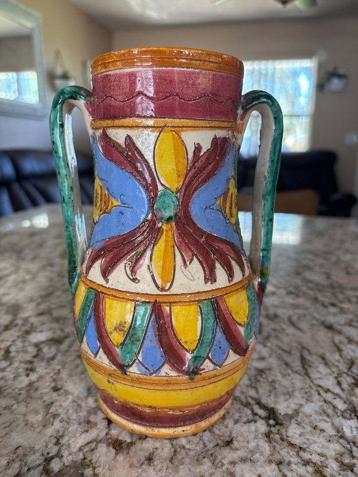 Sgraffito Italian Majolica Vase | eBay