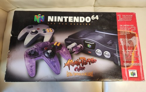Nintendo 64 N64 Atomic Purple Controller System Bundle- CIB Complete In ...