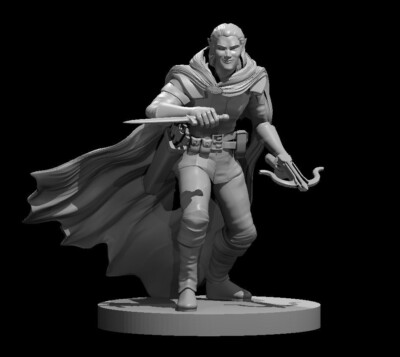 Elf Male Rogue Dual Weapon Adventurer 28mm Scale DND D&D Tabletop Mini ...