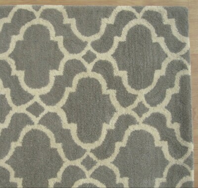 Ryana Scroll Tile Trellis Gray Modern Hand-Tufted 100% Wool Area Rug ...