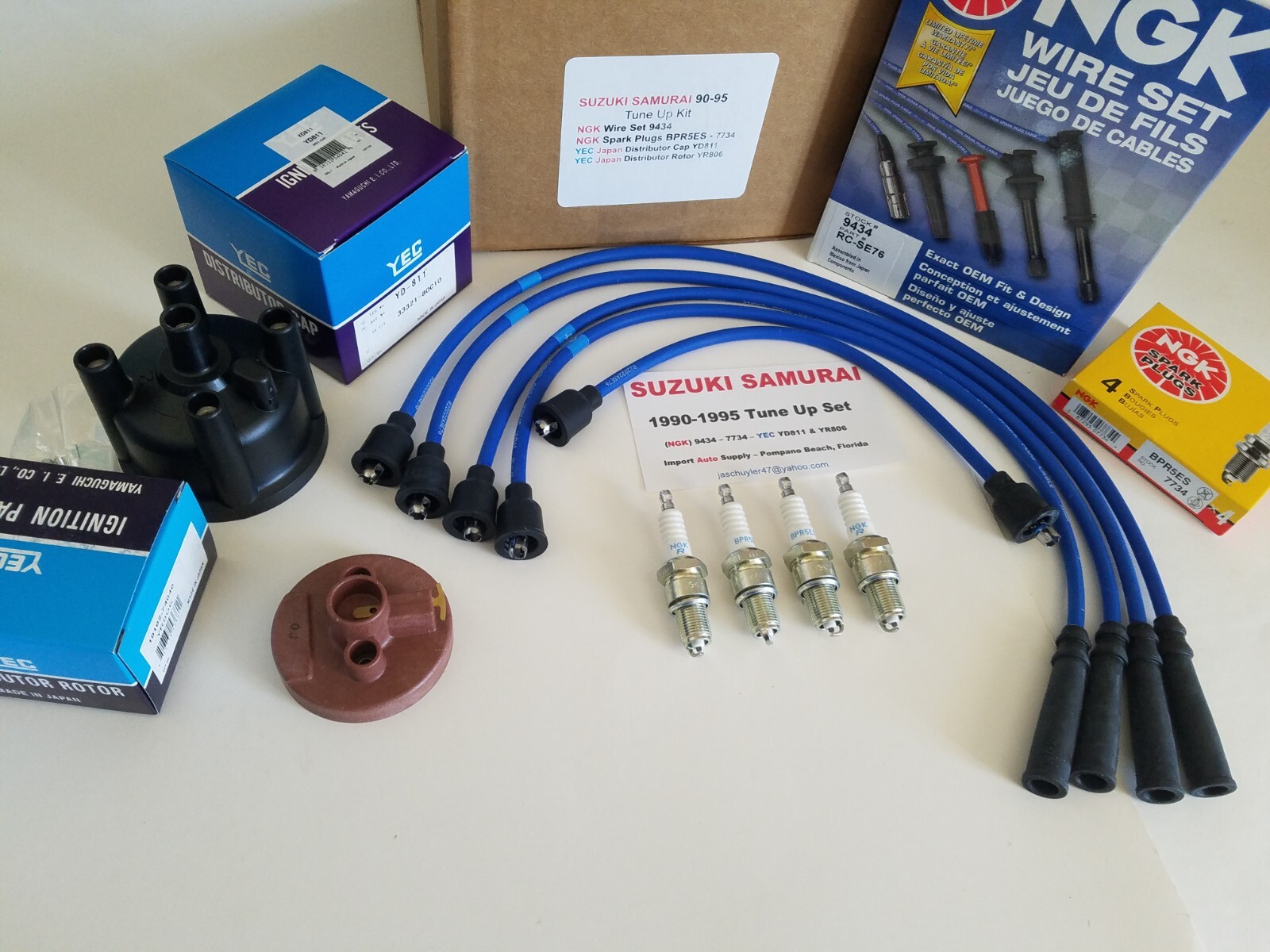 Suzuki Samurai 90-95 NGK Spark Wire Set & Plugs, YEC Distributor Cap ...