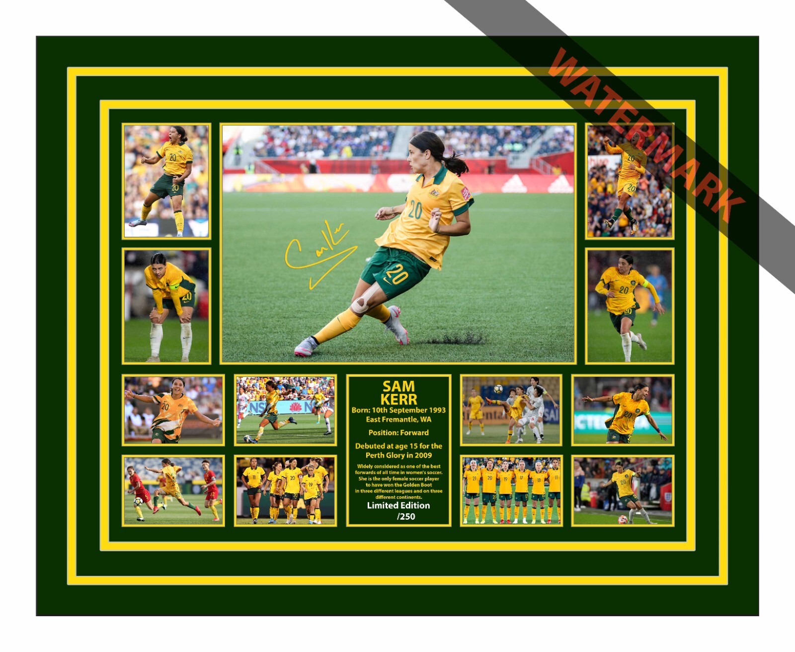 SAM KERR MATILDAS AUSTRALIA WORLD CUP LIMITED EDIT SIGNED & FRAMED ...