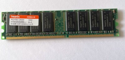 Hynix HYMD264646B8J-J DDR-333 512MB PC2700 184-Pin Ram Memory ...