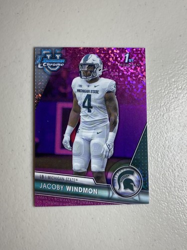 Jacoby Windmon 2023 Bowman University Chrome #175 Fuchsia Mini-Diamond ...