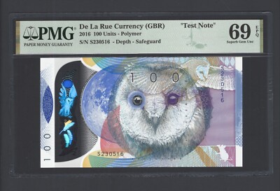 De La Rue (GBR), 100 Units, 2016, Safeguard "Test Note-Polymer", UNC ...