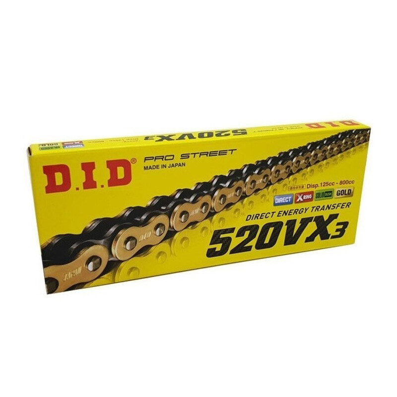 D.I.D DID GOLD Motorcycle Drive Chain 520VX3 Premium X-Ring Made In ...