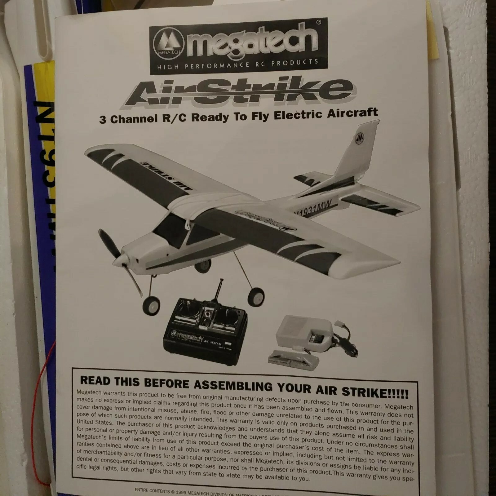 1999 Megatech Airstrike 3 Channel Ready To Fly Electric RC Airplane ...