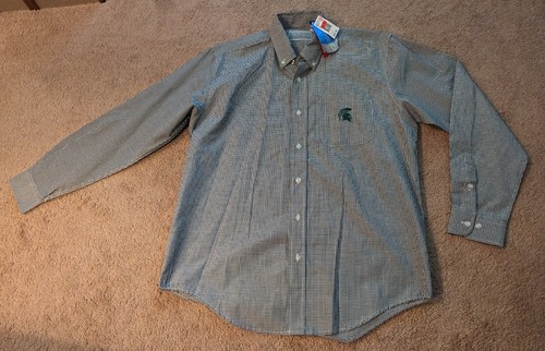 NWT Michigan State University Spartans Long Sleeve Button-Down Plaid ...