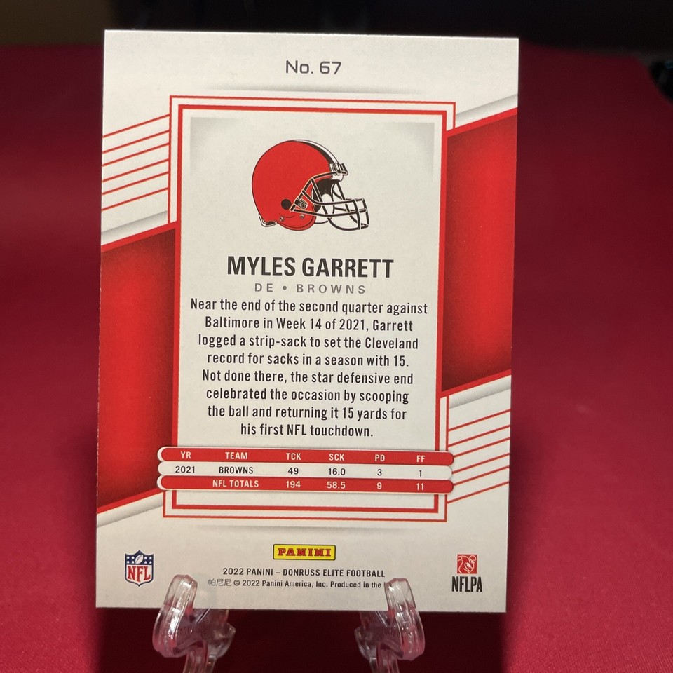 2022 Donruss Elite Football Myles Garrett Base Card #67 Cleveland ...