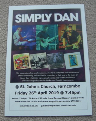 Simply Dan - Steely Dan Tribute Band - Glossy Gig Flyer - Farncombe ...