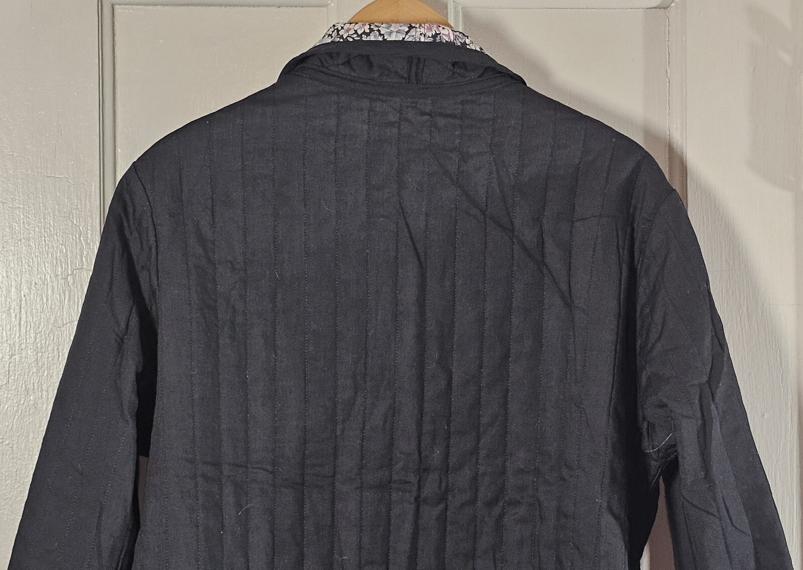 VTG 70s Montgomery Ward Jacket Women's L Black Soft Quilted Floral ...