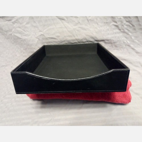 SeeJaneWork Black Faux Leather Paper Tray, Letter Size - Inbox / Outbox ...