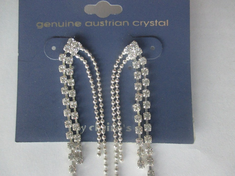 YBOT long double dangle crystal chain stud bridal icing Claires Jewelry ...