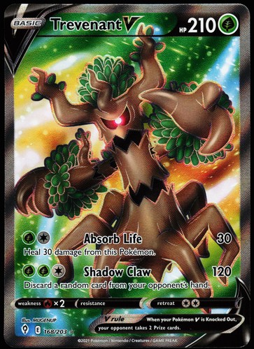 Pokemon Card - Trevenant V (Full Art) Evolving Skies 168/203 Ultra Rare ...