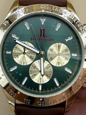 Vintage JJ Jules Jurgensen Yachy Meter Gold Toned Watch Green Face | eBay