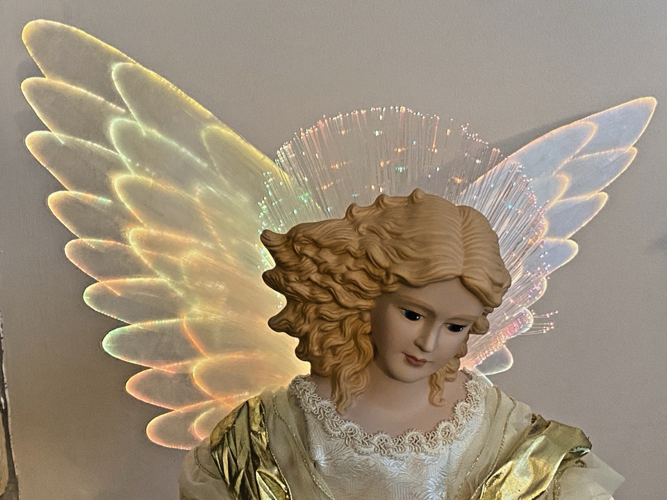 Trim-A-Tree 3' Ft Fiber Optic Gold White Angel 36" Christmas Decor W ...
