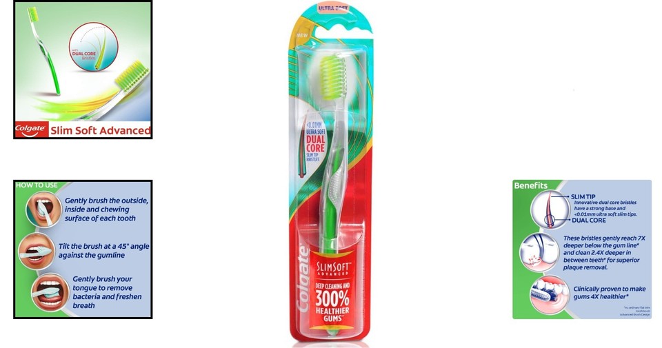 Slim Soft Advanced Ultra Soft Toothbrush for Deep Cleaning & Healthy ...