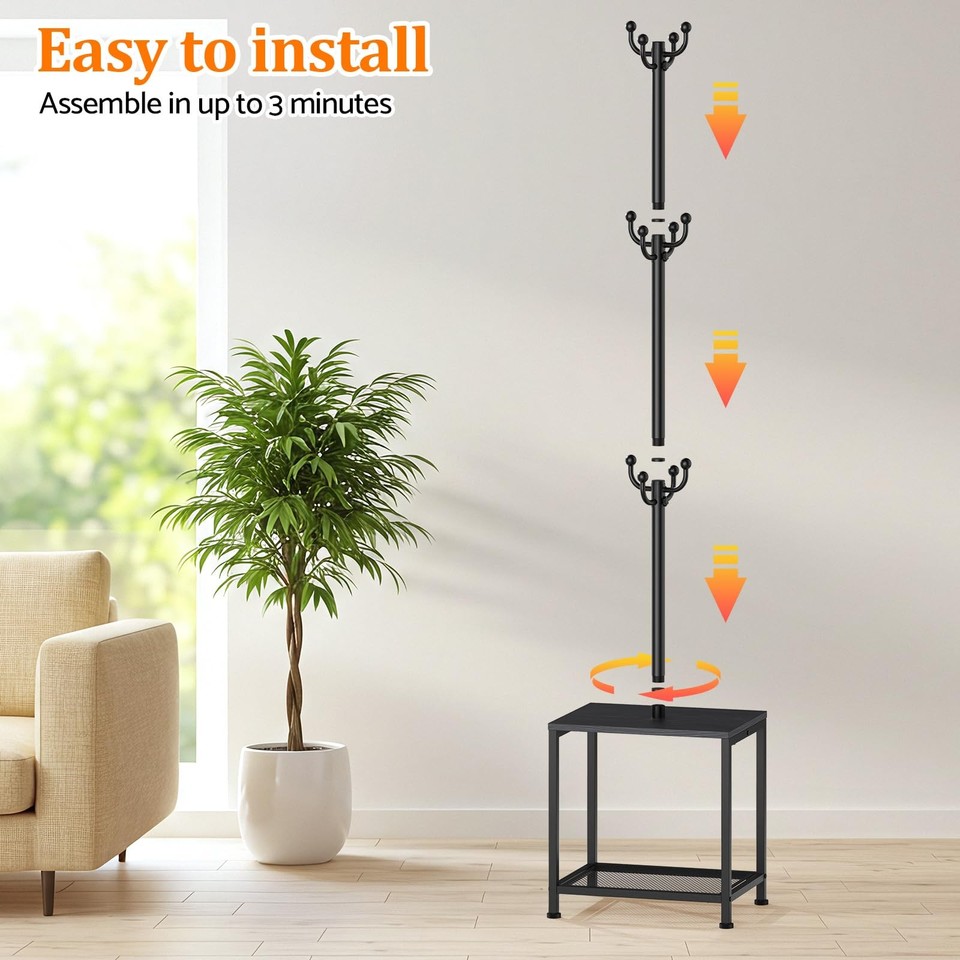 Hall Tree with Bench and Shoe Storage, Coat Rack Freestanding Coat Rack ...