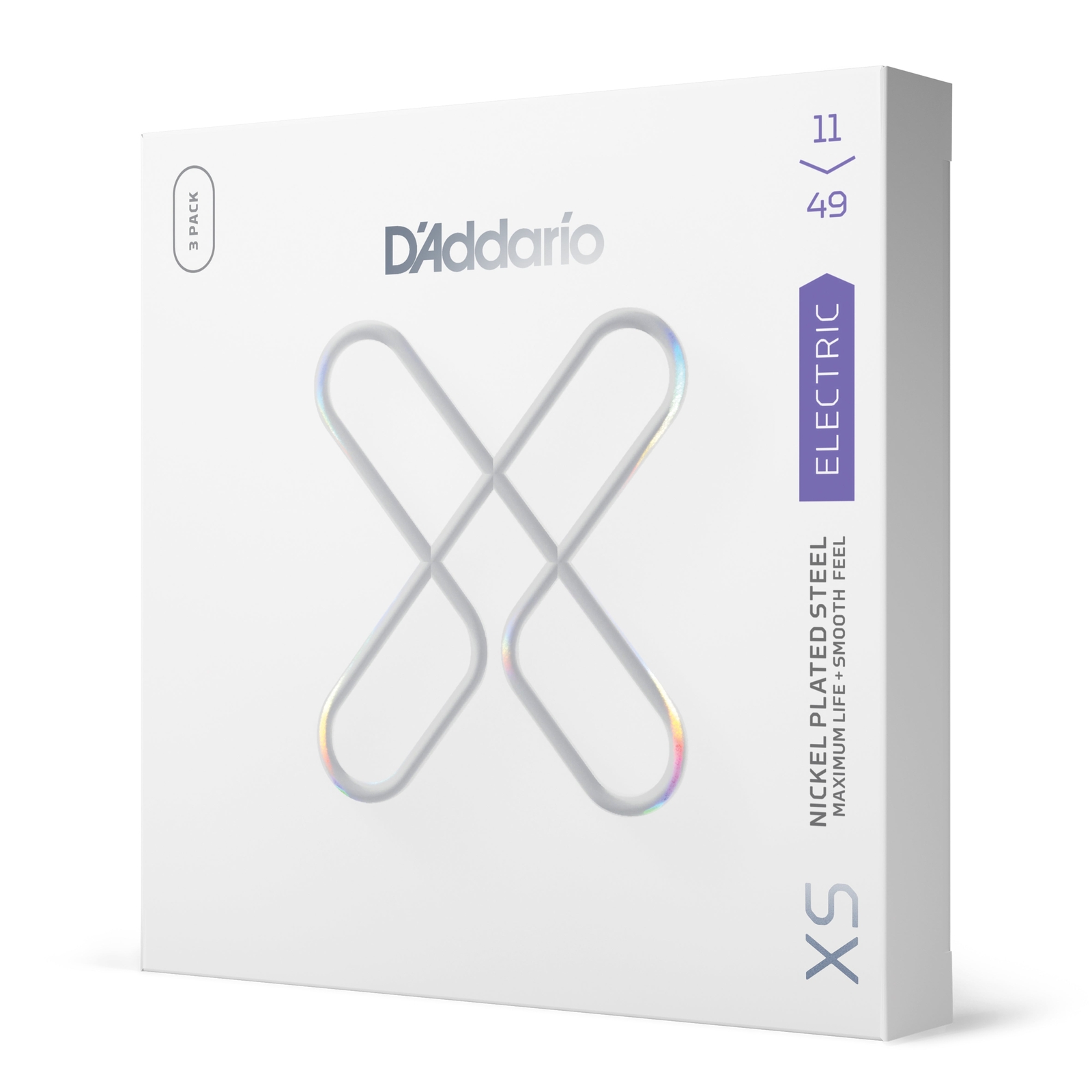D'Addario 11-49 Medium, XS Nickel Coated Electric Guitar Strings 3-Pack ...