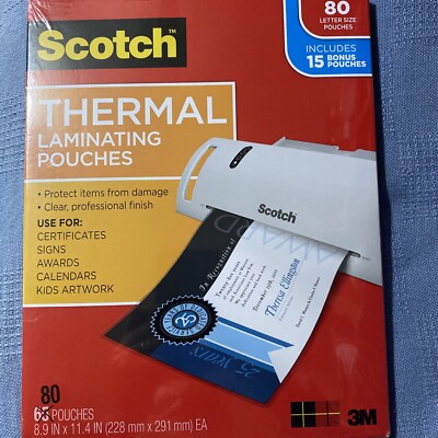 Scotch Thermal Laminating Pouches 3 mil Letter Size 11 2/5 x 8 9/10, 80 ...